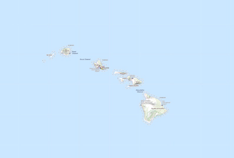 High Resolution Hawaii Outline and Topographic Map - Etsy