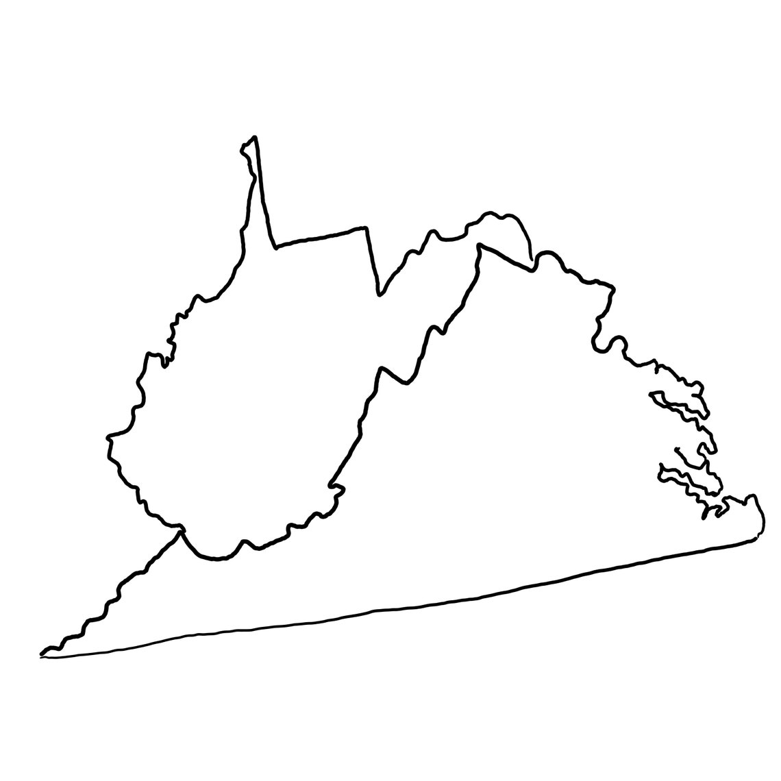 West Virginia With Virginia Outline - Etsy