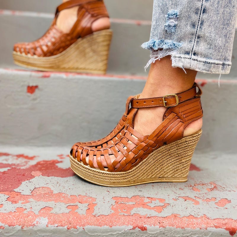 Cognac Platform Women - Etsy