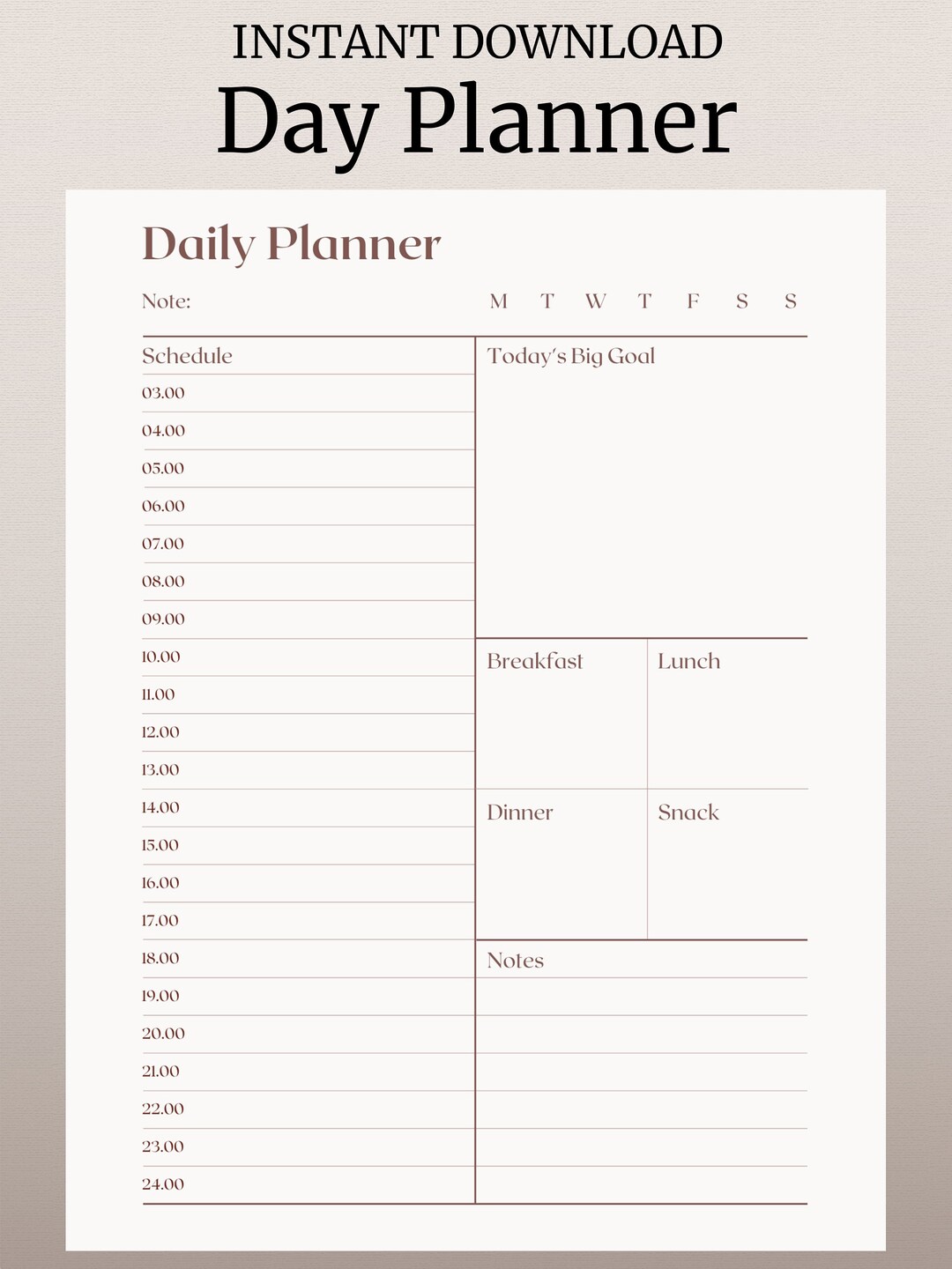 Daily Planner Printable, Daily to Do List for Work / Personal Life ...