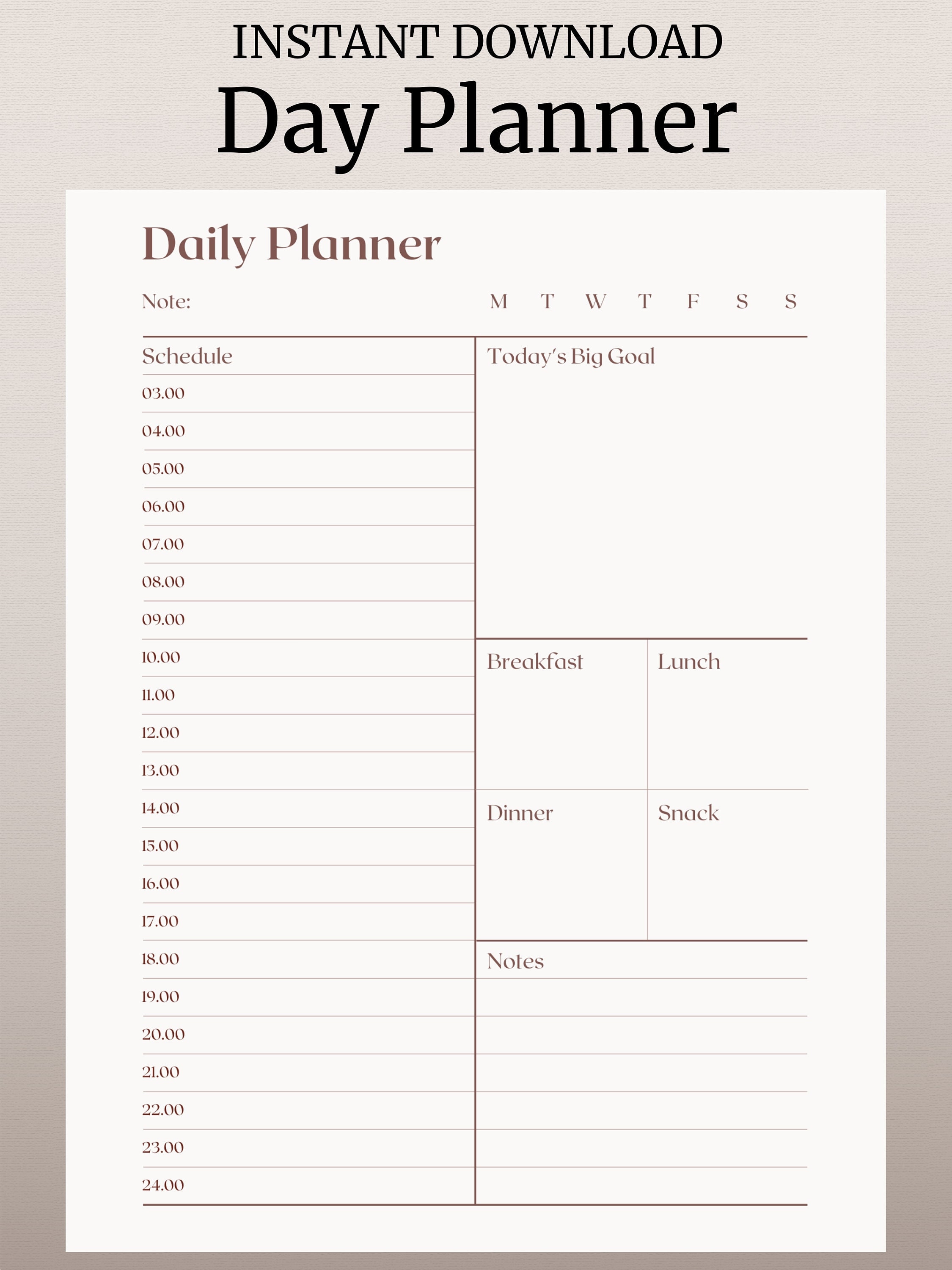 Daily Planner Printable, Daily to Do List for Work / Personal Life ...