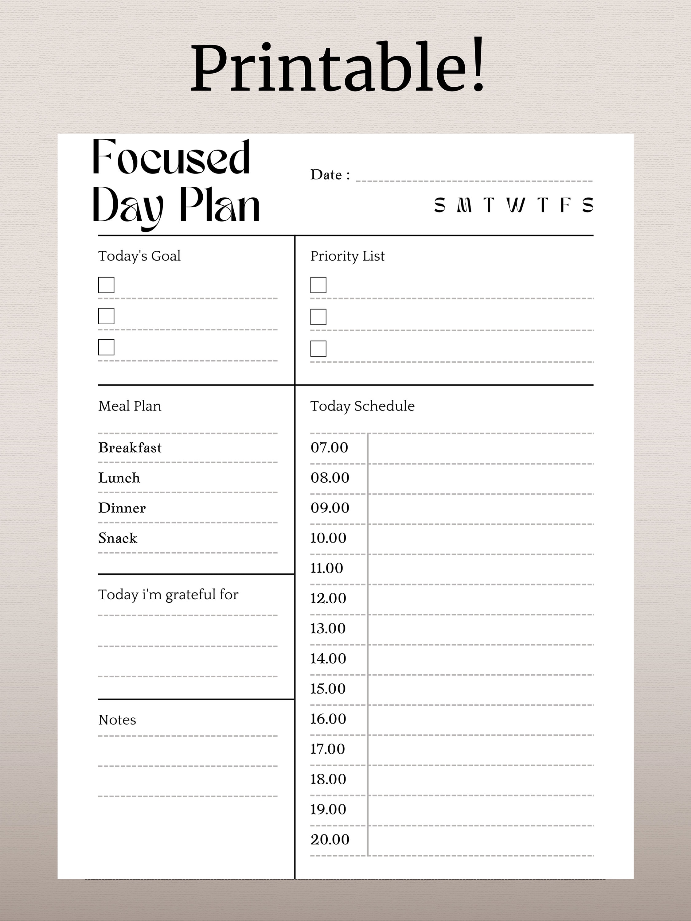 ADHD Day Planner, Focused Daily Productivity (printable PDF) - Etsy