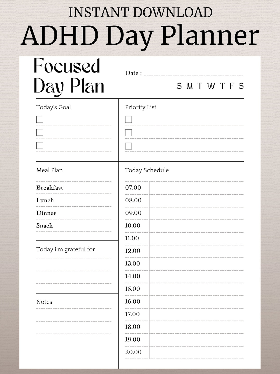 ADHD Digital Planner (made by an Adhder) for Printing, or Digital Use ...