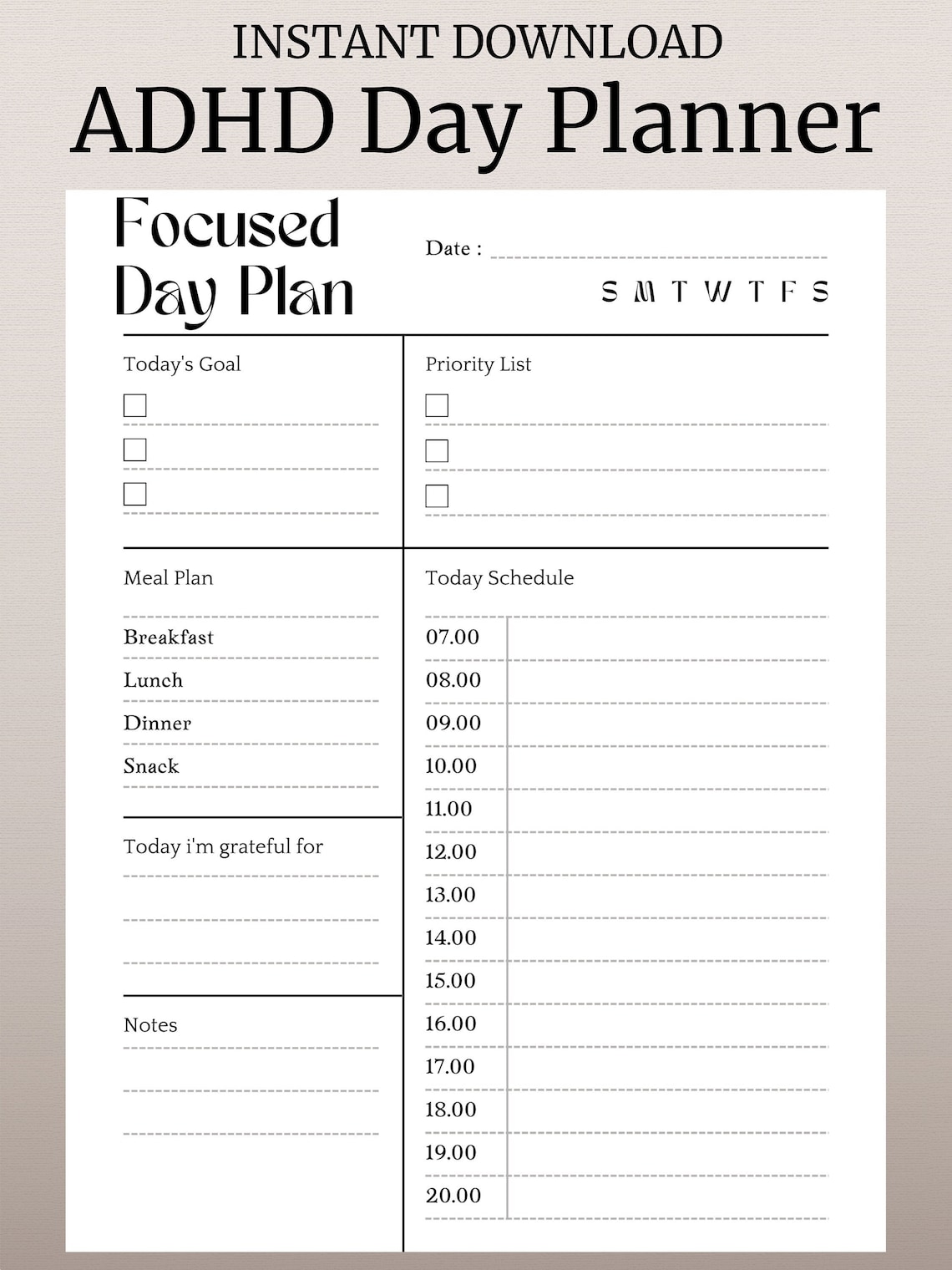 ADHD Digital Planner (made by an Adhder) for Printing, or Digital Use ...