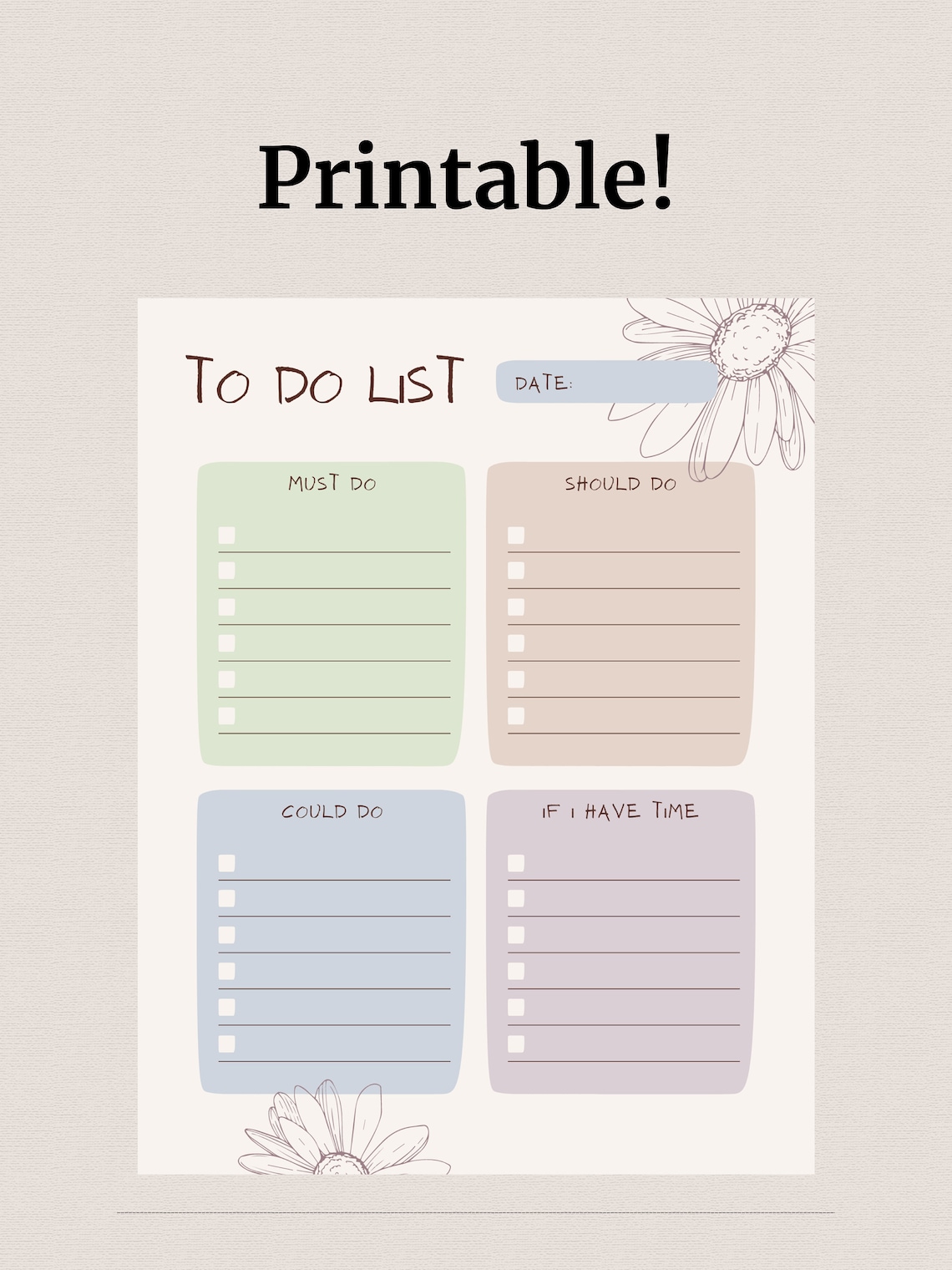 Minimal to Do List Printable, Simple Tasks List Template, Productivity ...