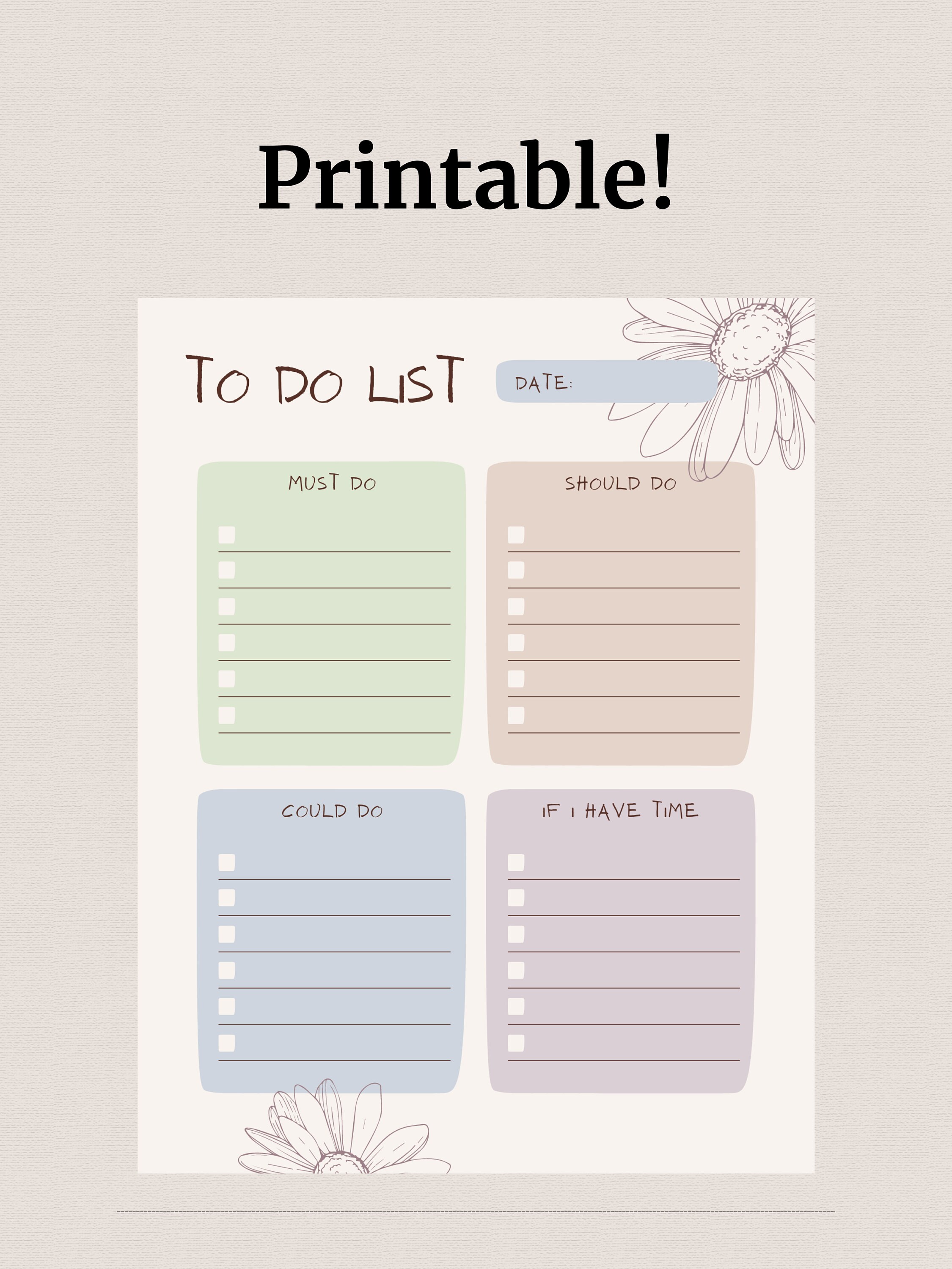 Minimal To-do List Printable, Simple Task Planner (PDF) - Etsy
