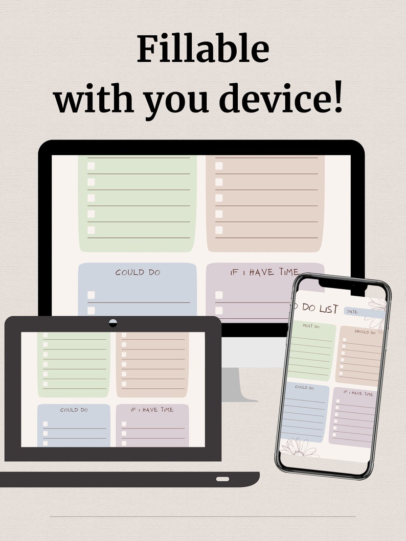Minimal to Do List Printable, Simple Tasks List Template, Productivity Planner, Printable ...