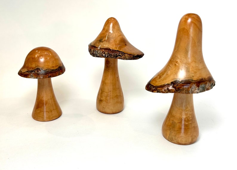 Trio of Whimsical Wooden Mushrooms. Perfect for Adding Fun to Home or ...