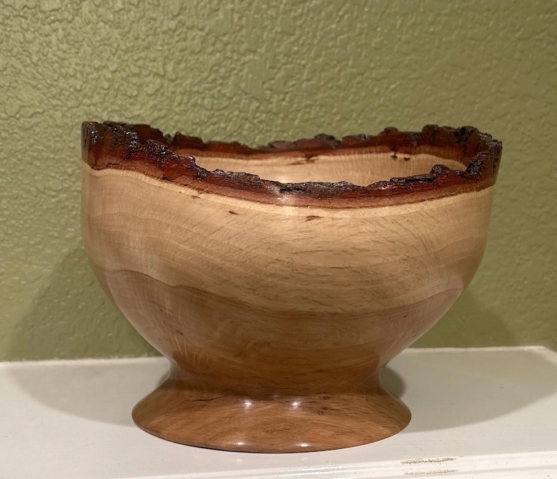 Large, Live Edge Bowl Hand-turned From Texas Hardwoods. 7-11 Inches ...