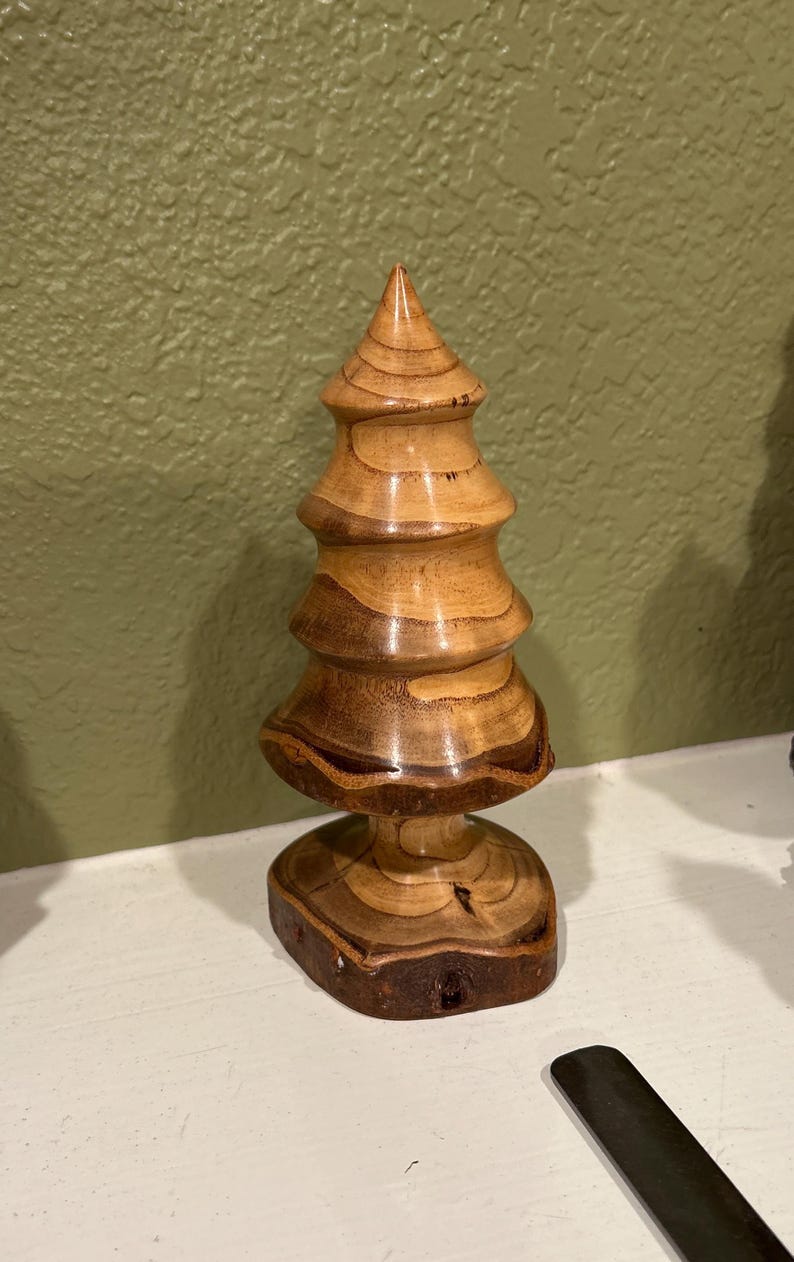 Tabletop Tree. Live Edge, Wooden, Evergreen-type Tree. Turned From ...
