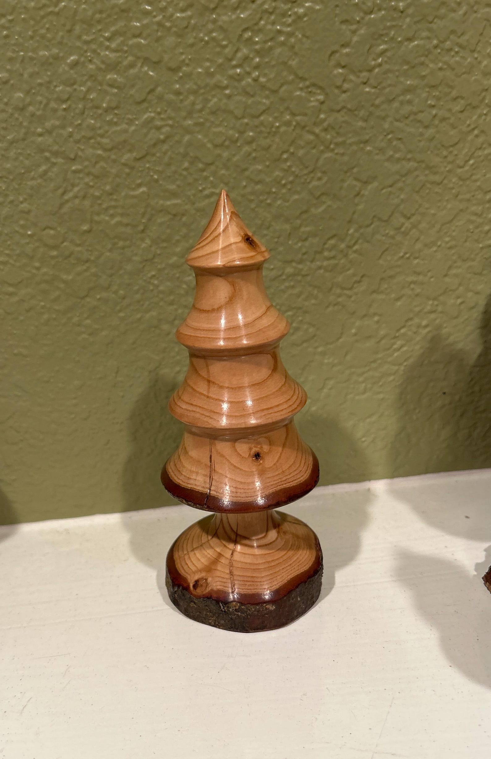 Tabletop Tree. Live Edge, Wooden, Evergreen-type Tree. Turned From ...
