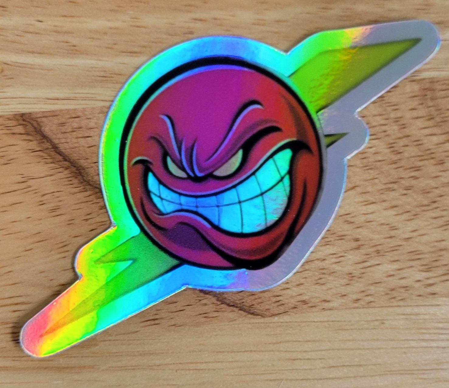 3" Holographic Angry Sparky Logo Sticker - Etsy