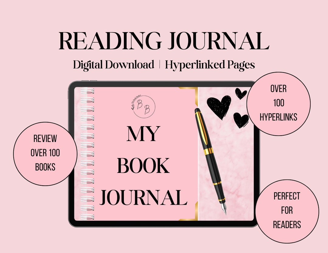 Reading Journal Digital Download Interactive Hyperlinked, Book Lovers ...
