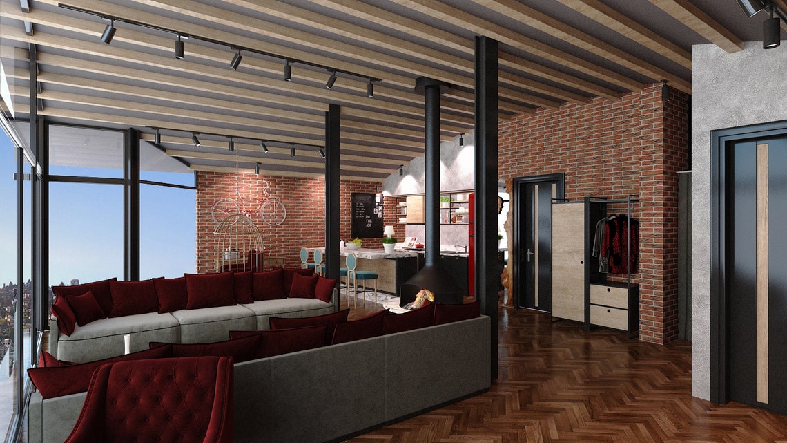 Loft Style House Design Customize Interior Design 3D - Etsy
