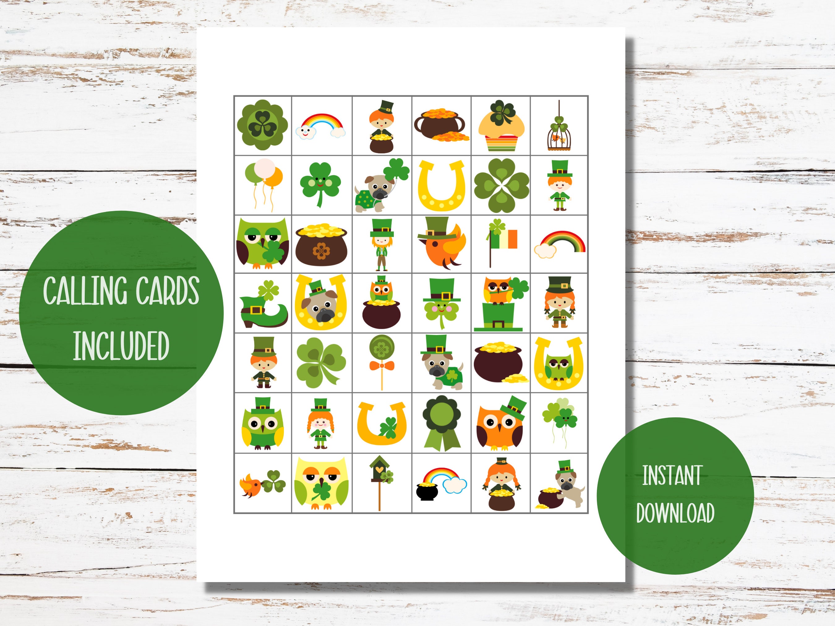 St Patrick's Day Bingo Game 25 Cards Printable Bingo Cards Kid ...