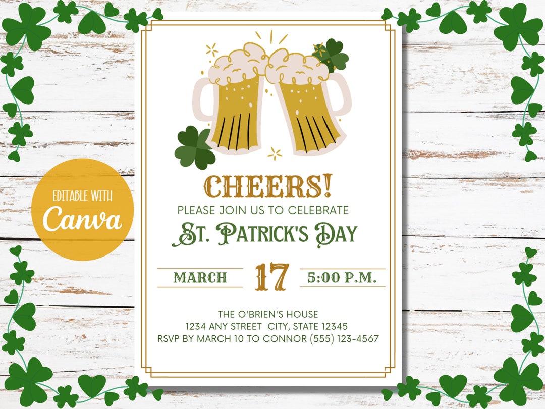 Editable St. Patrick's Day Party Invitation Template | Canva Template ...