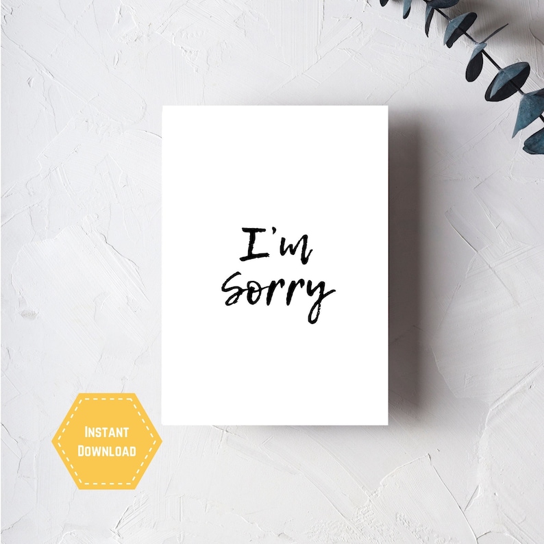 I'm Sorry Card Printable Greeting Card - Etsy