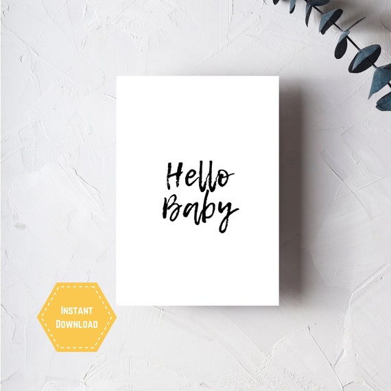 Hello Baby Card Printable Baby Shower Greeting Card | Etsy