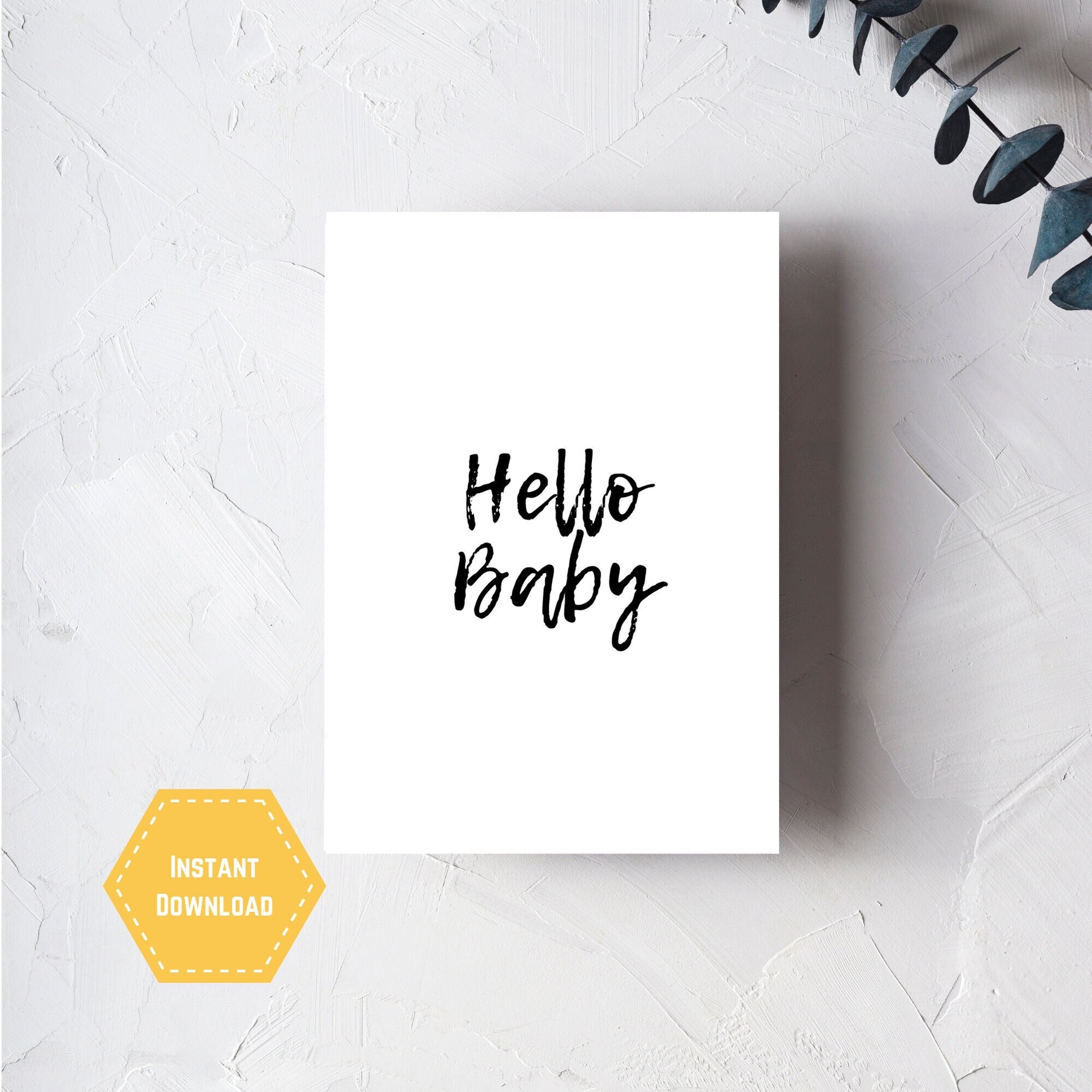 Hello Baby Card Printable Baby Shower Greeting Card - Etsy