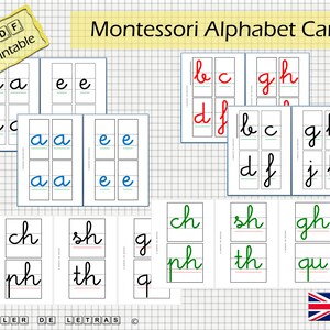 Montessori Movable Alphabet in English, Cursive Alphabet Letter Cards ...
