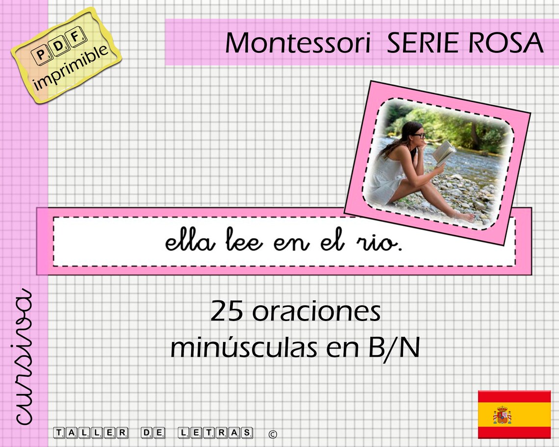 Spanish Montessori Pink Series Sentences, Learning to Read (digital ...
