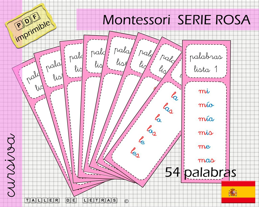 Palabras a La Vista Serie Rosa Montessori En Español, Listas De Lectura ...