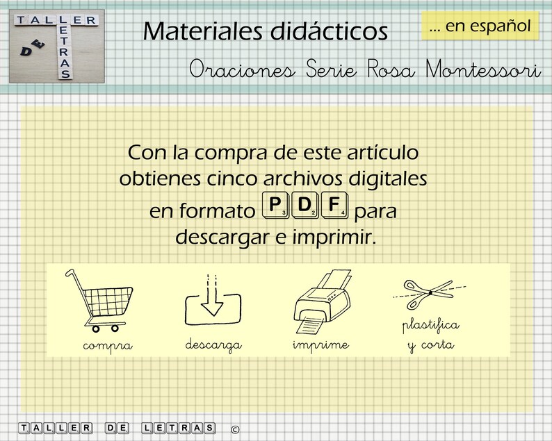 Spanish Montessori Pink Series Sentences, Learning to Read (digital ...