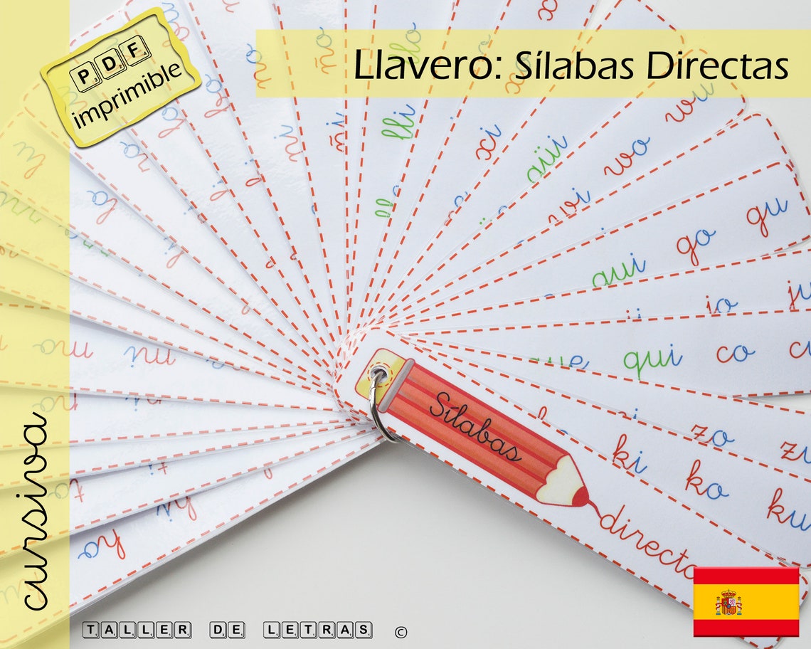 Spanish Syllable Flashcards, Cursive Learning Game (digital Download ...