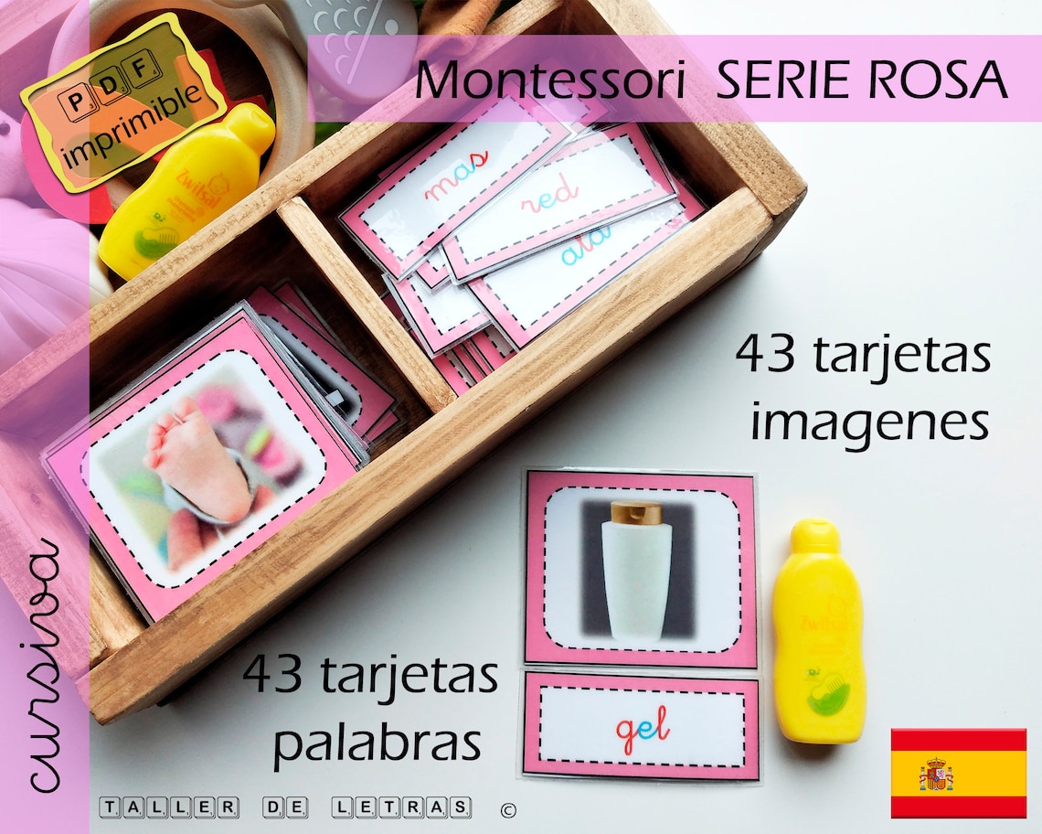 Tarjetas Serie Rosa Montessori en español, Palabras CVC CVV VCC ...
