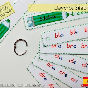 Llavero silábico en español, Juego de tarjetas silábicas para aprender ...