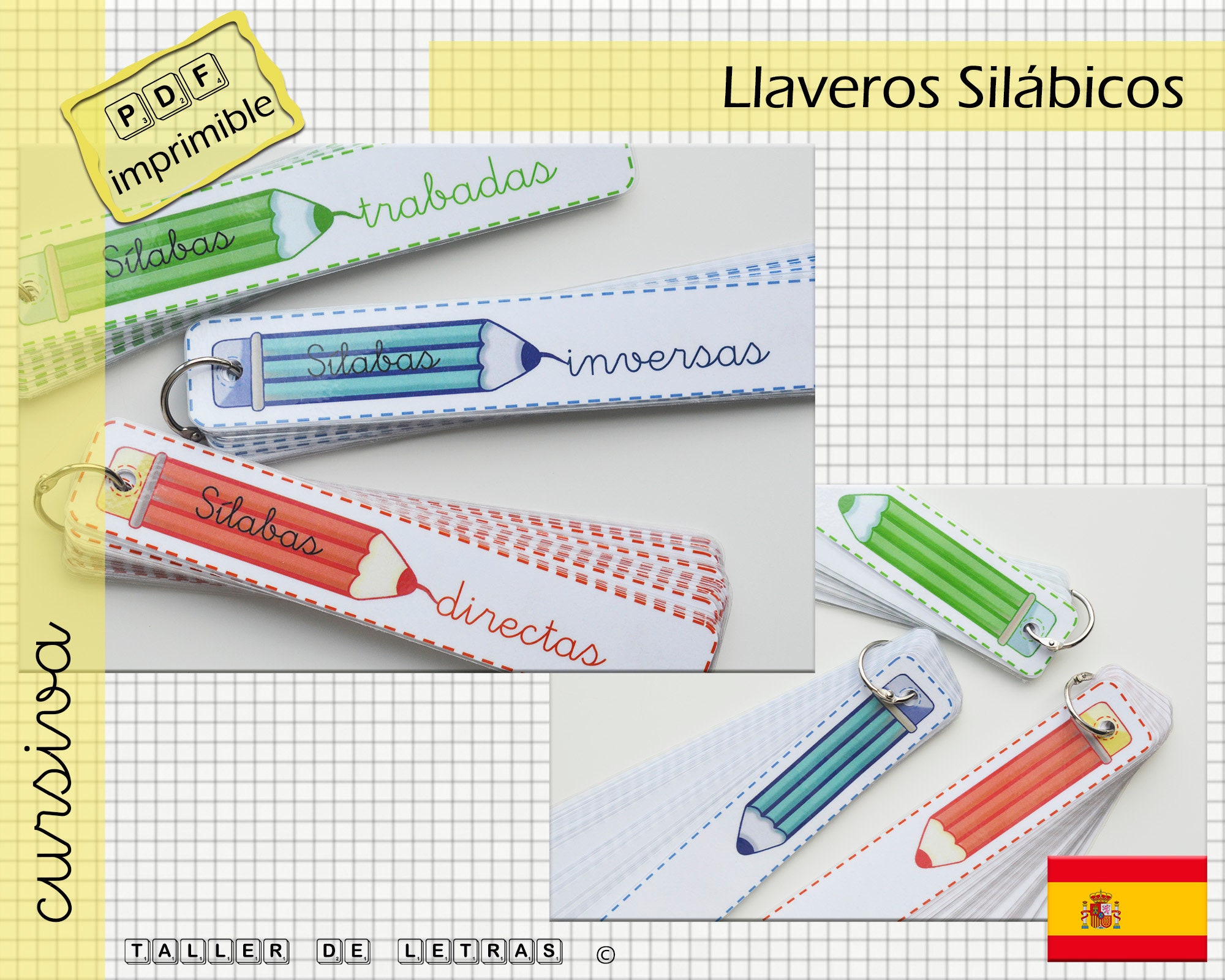 Llavero silábico en español, Juego de tarjetas silábicas para aprender ...