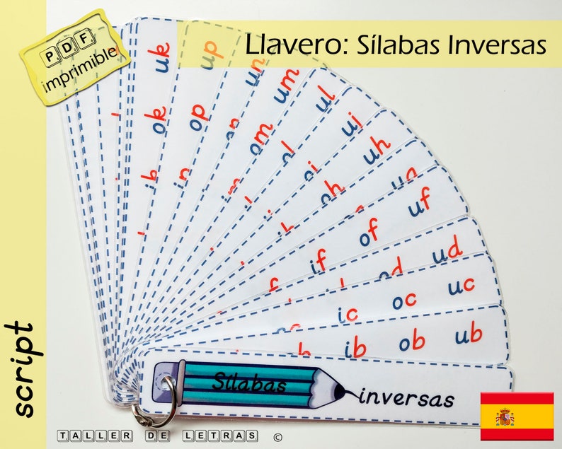 Llavero silábico en español, Juego de tarjetas silábicas para aprender ...