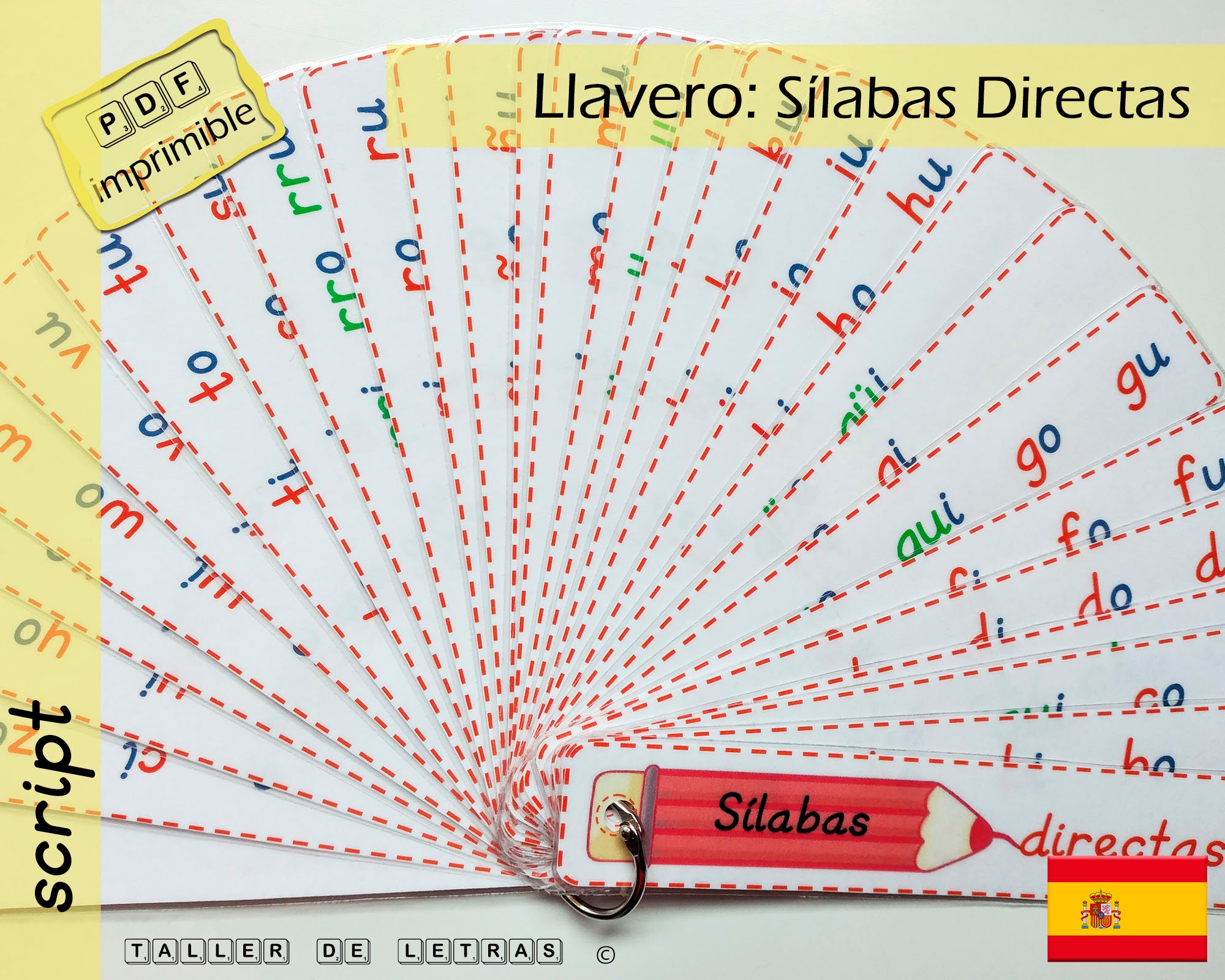 Llavero silábico en español, Juego de tarjetas silábicas para aprender ...