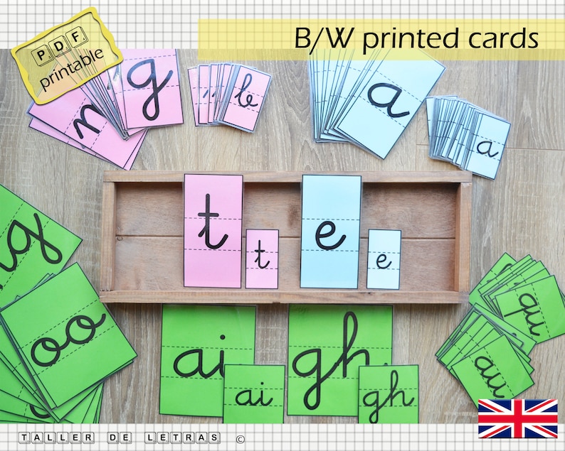 Montessori Movable Alphabet in English, Cursive Alphabet Letter Cards ...