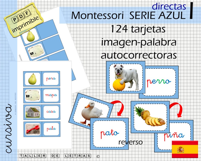 Spanish Montessori Flash Cards, CVCV Words, Learn to Read (digital ...