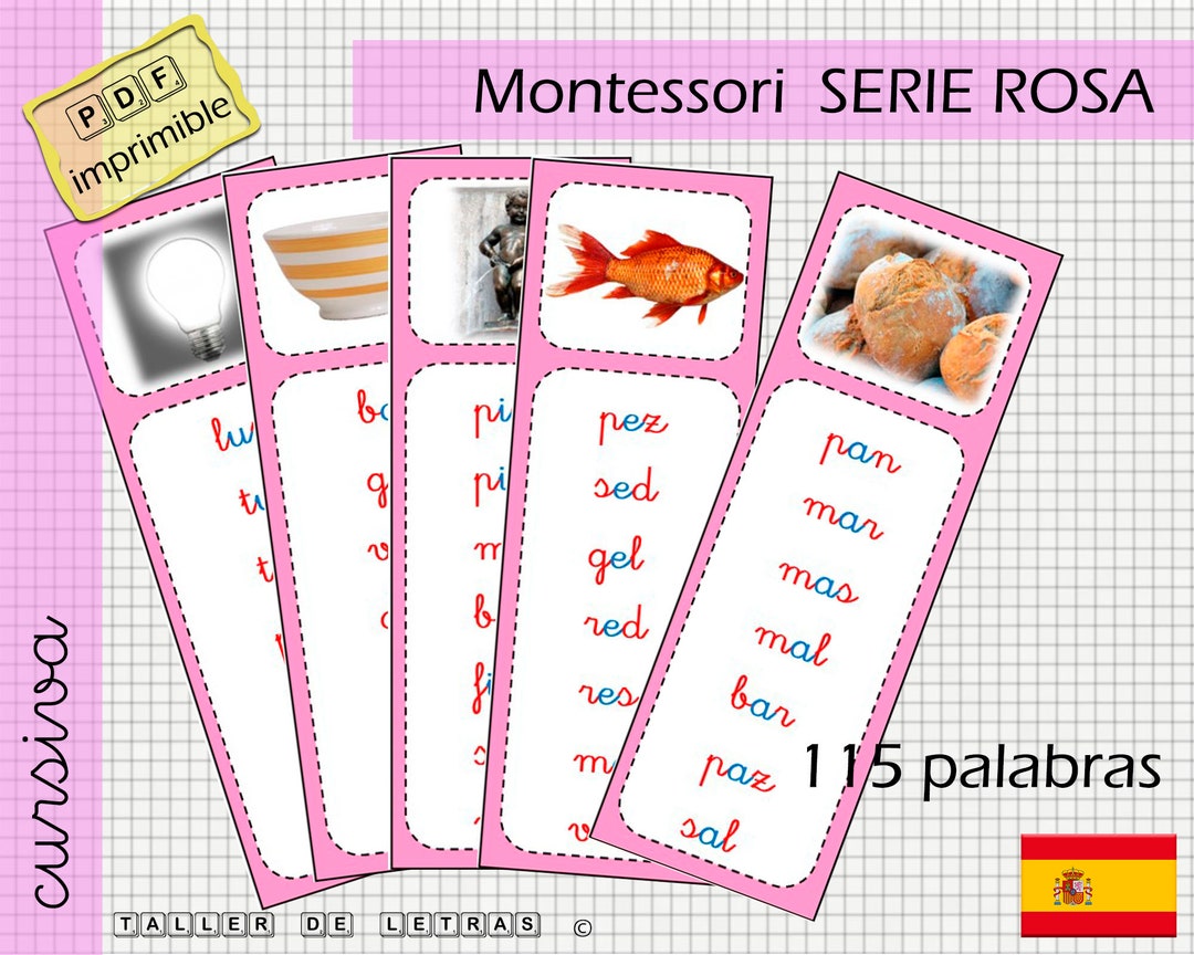 Listas de Lectura Serie Rosa Montessori en español, CVC, CVV, VCV ...