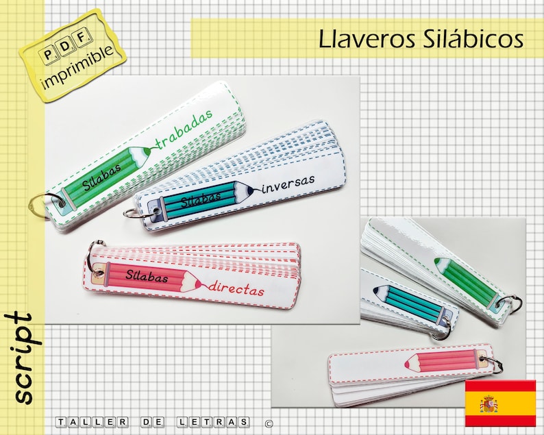 Llavero silábico en español, Juego de tarjetas silábicas para aprender ...