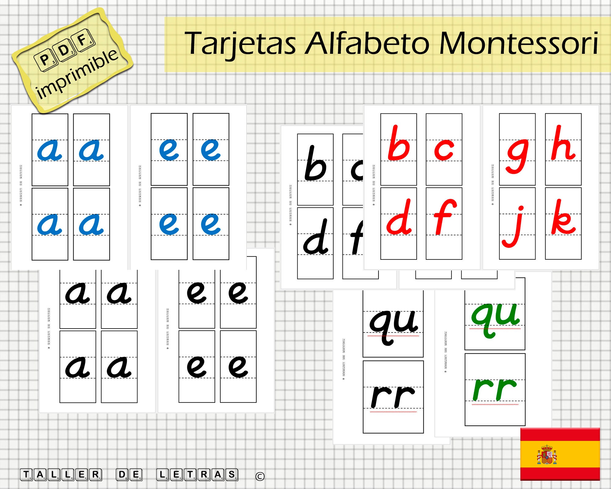 Spanish Montessori Movable Alphabet Cards, Printable Abecedario (PDF ...