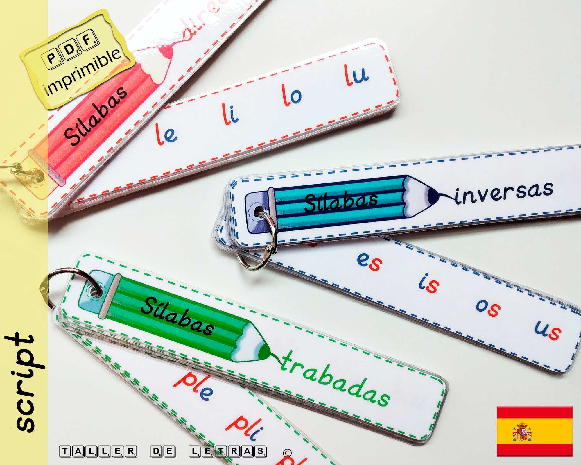 Llavero silábico en español, Juego de tarjetas silábicas para aprender ...