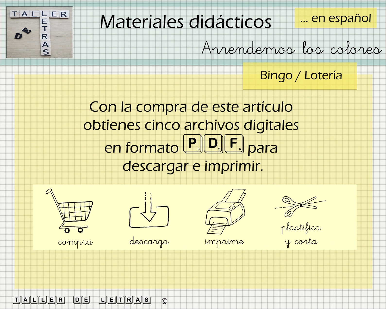 Lotto / Bingo Color Matching Game in Spanish, Educational Activity Game ...