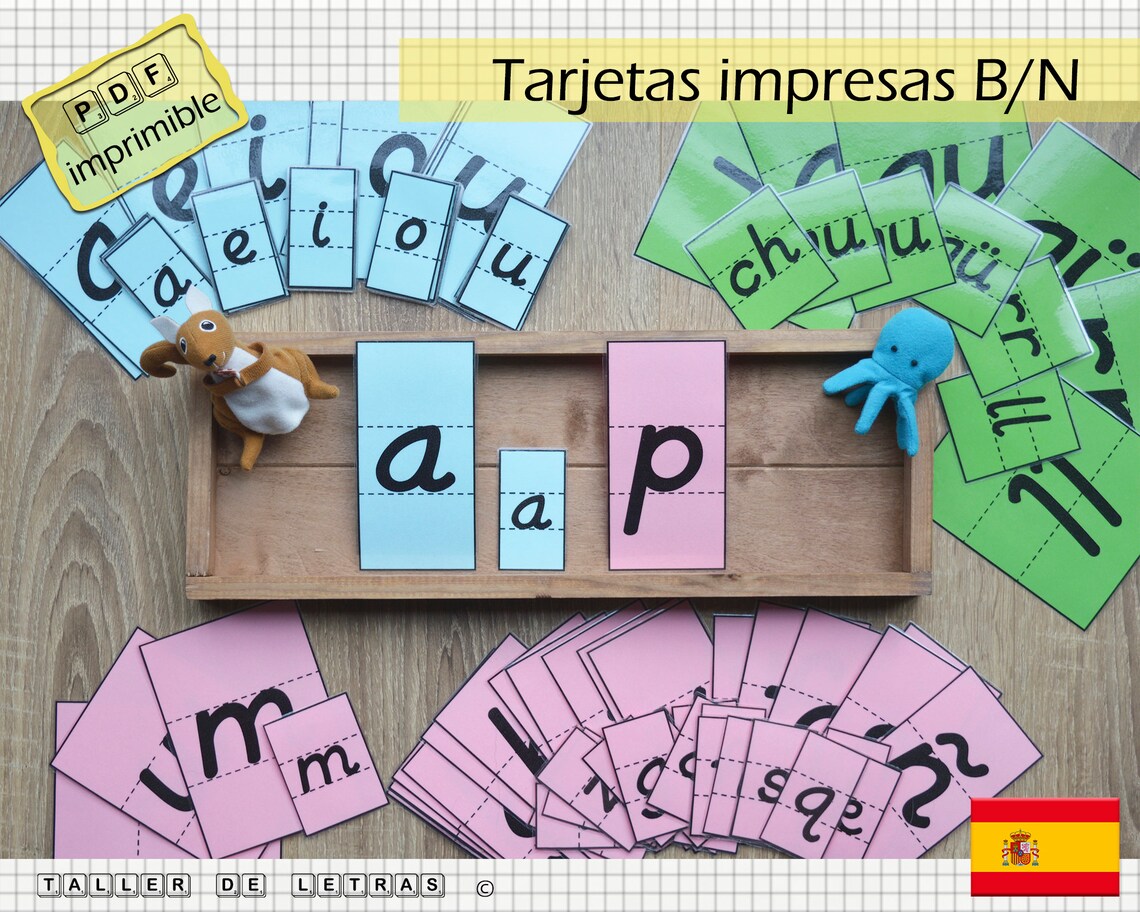 Spanish Montessori Movable Alphabet Cards, Printable Abecedario (PDF ...