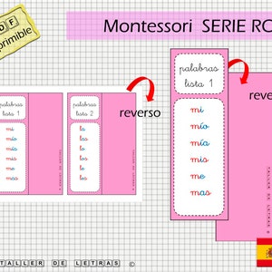 Spanish Montessori Pink Series Reading Lists (digital Download) - Etsy