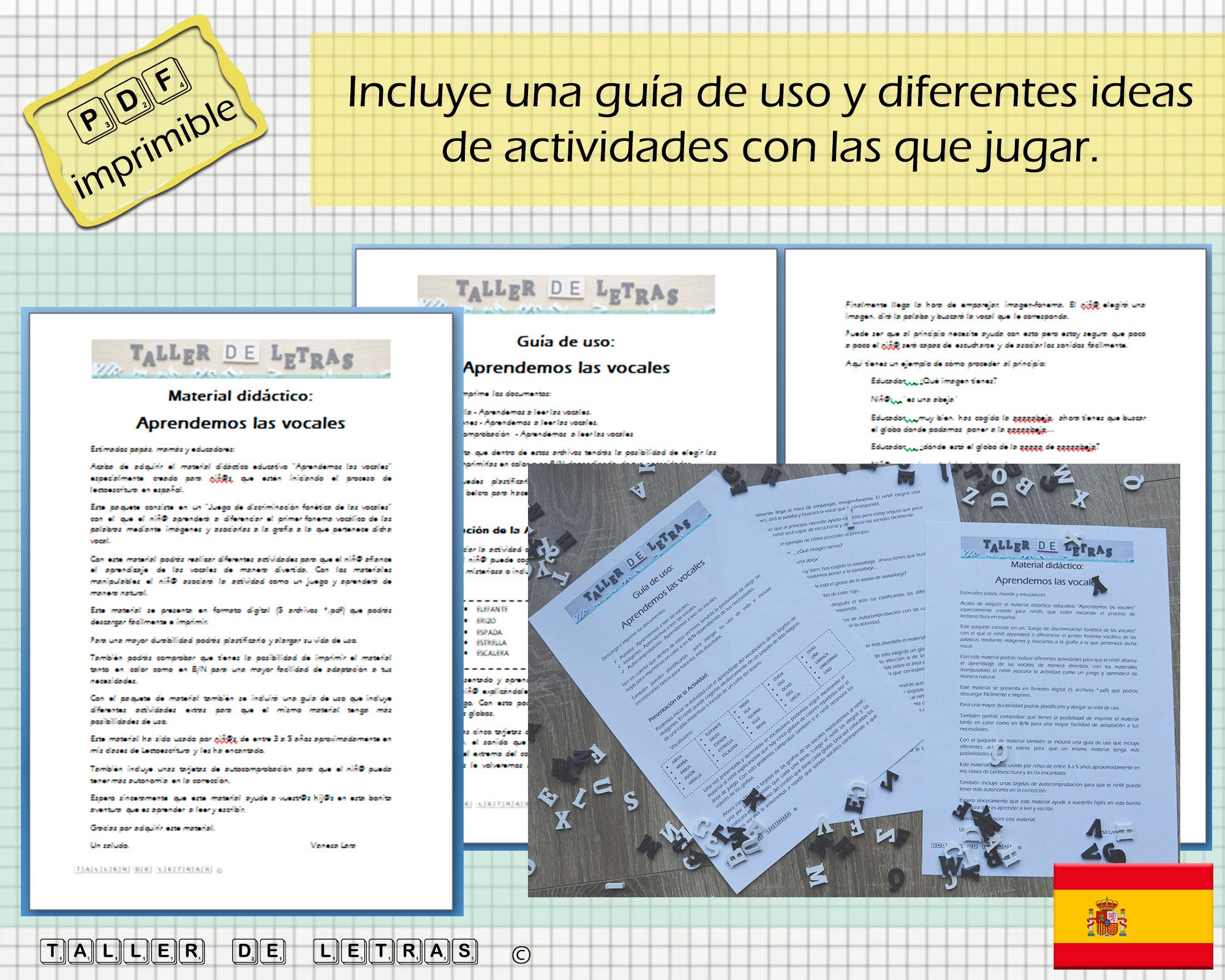 Juego de vocales en español, Material lectoescritura, Material ...