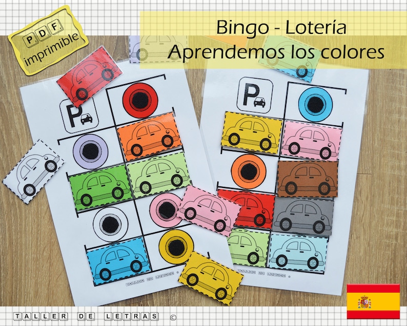 Lotto / Bingo Color Matching Game in Spanish, Educational Activity Game ...