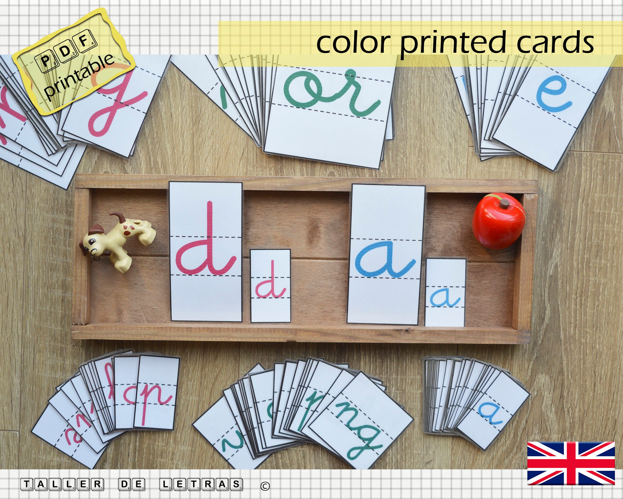 Montessori Movable Alphabet in English, Cursive Alphabet Letter Cards ...