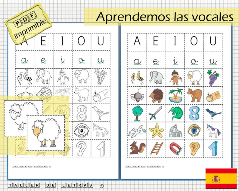 Juego de vocales en español Material lectoescritura Material - Etsy México