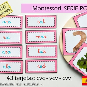 Tarjetas Serie Rosa Montessori en español, Palabras CVC - CVV - VCC ...