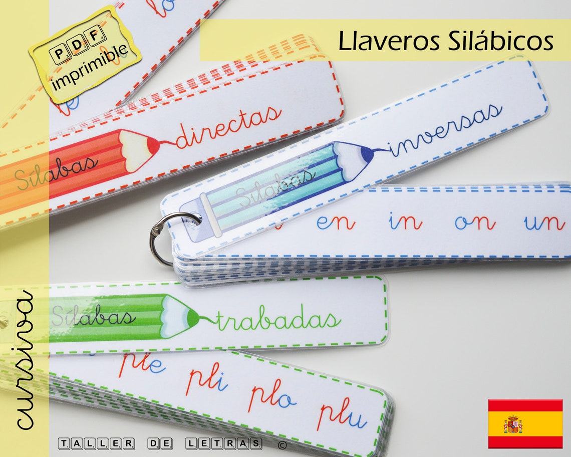 Llavero silábico en español, Juego de tarjetas silábicas para aprender ...