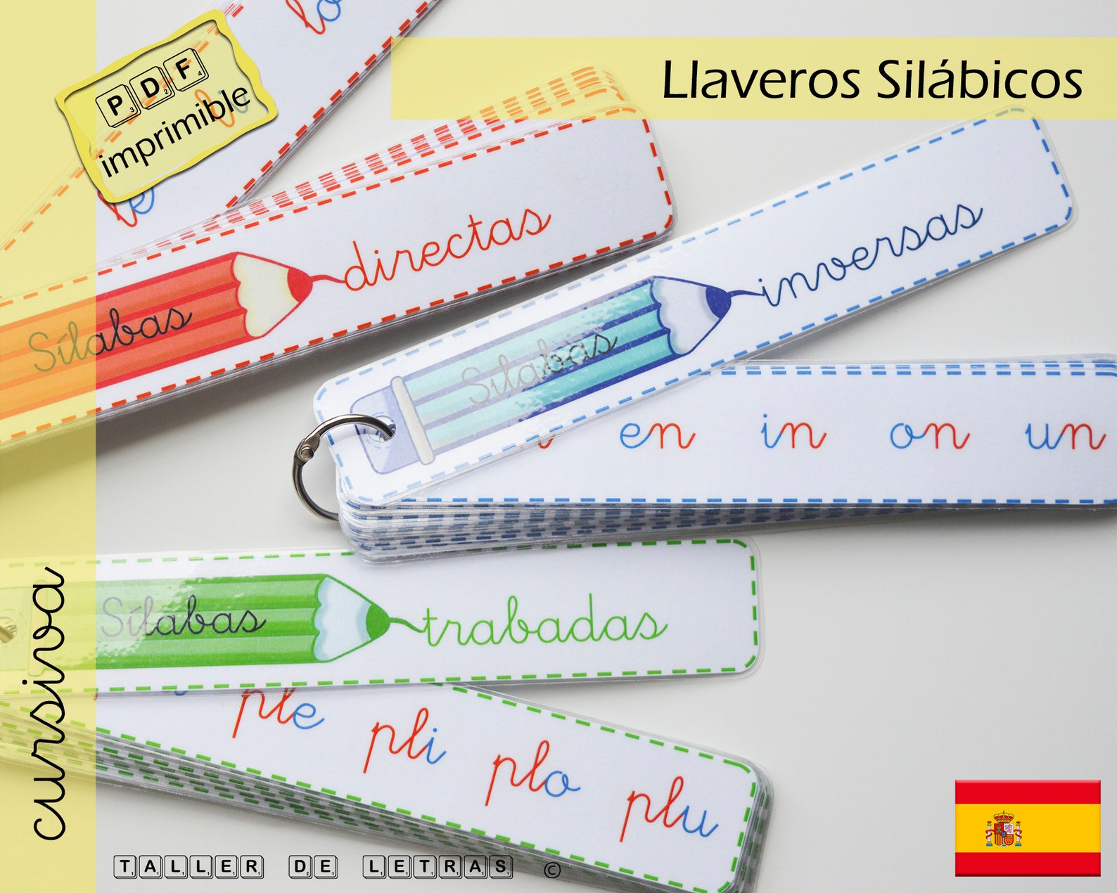 Spanish Syllable Flashcards, Cursive Learning Game (digital Download ...
