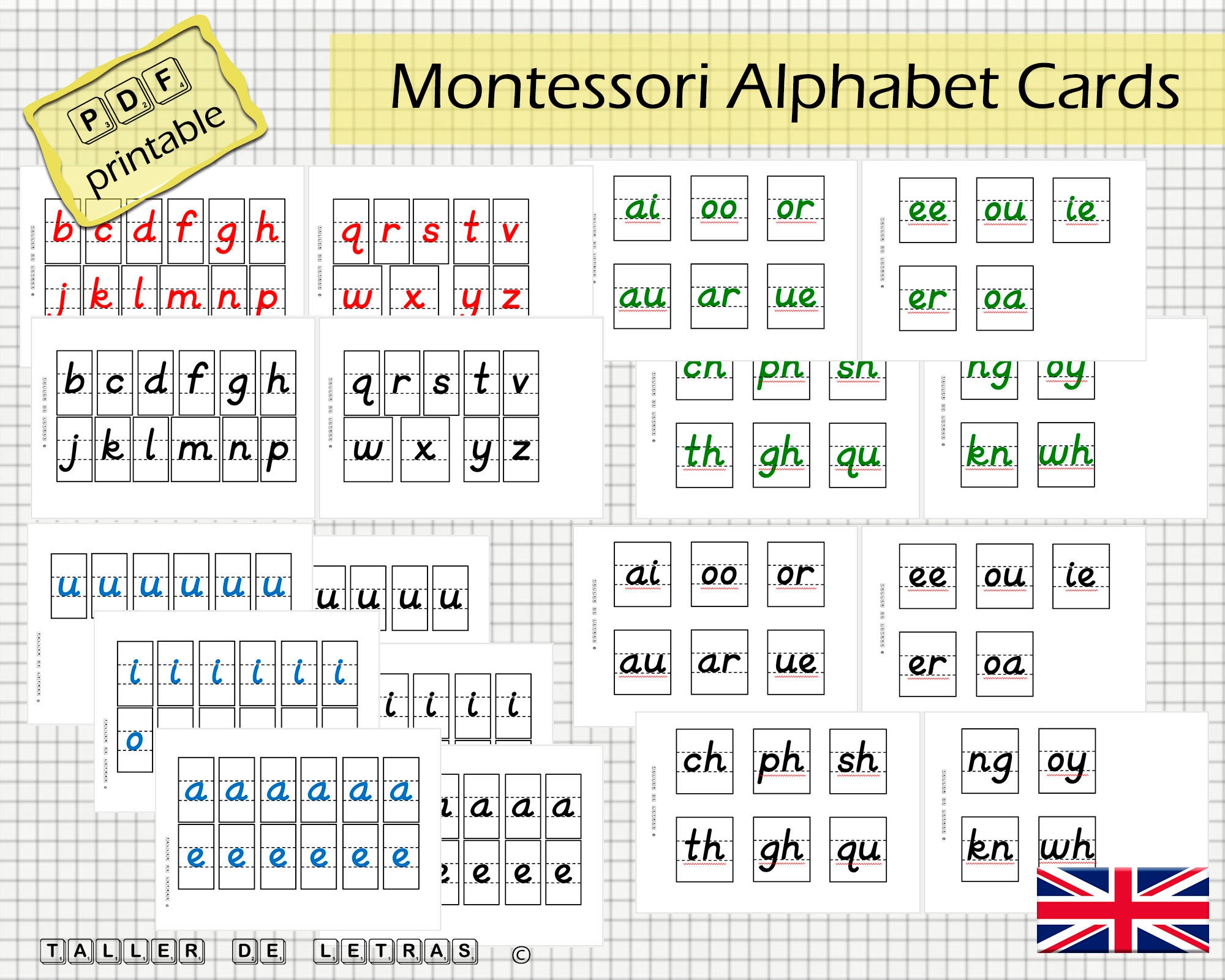 Montessori Movable Alphabet in English, Alphabet Letter Cards in ...